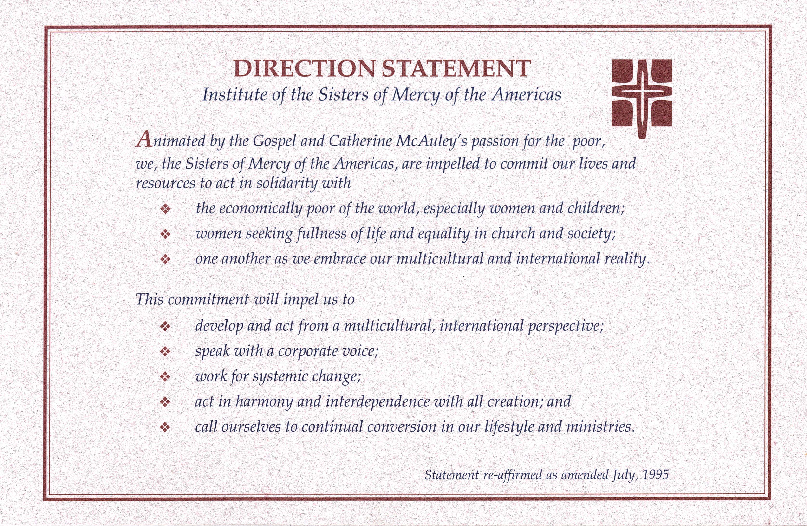 Direction Statement and Critical Concerns – Founding the Institute